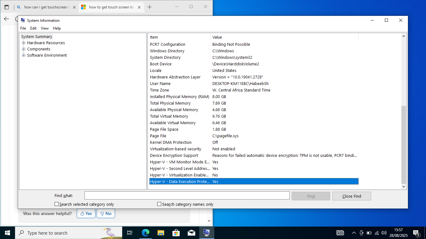 how to get touch screen to work again. - Microsoft Q&A
