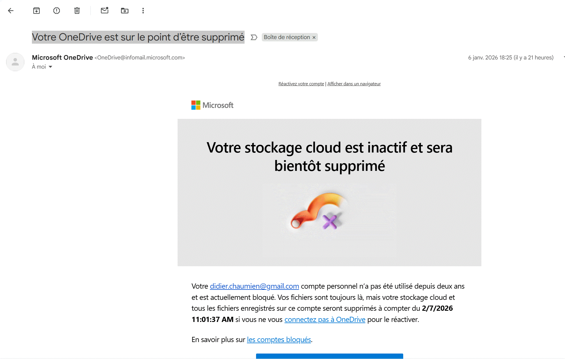 Votre OneDrive est sur le point d’être supprimé - Microsoft Q&A