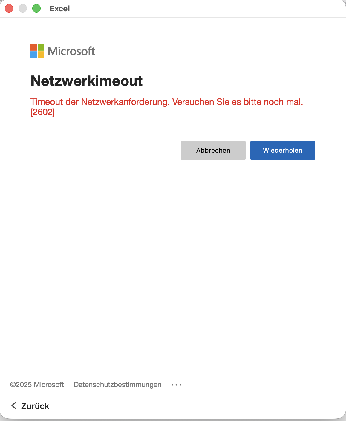Fehlermeldung Timeout 2602 bei Anmeldung Microsoft 365 - Microsoft Q&A