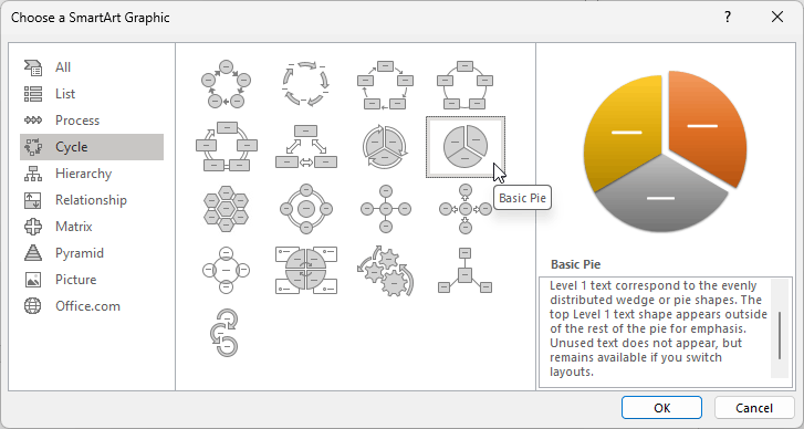How do i create a circle with four sections in it and type in text and ...