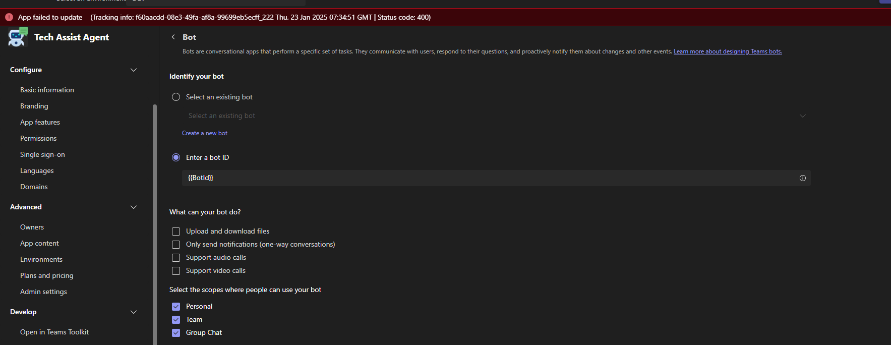 Using Bot app feature per environment in Microsoft Teams Developer Portal - Microsoft Q&A