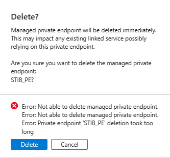 Cannot delete managed private endpoint - Microsoft Q&A