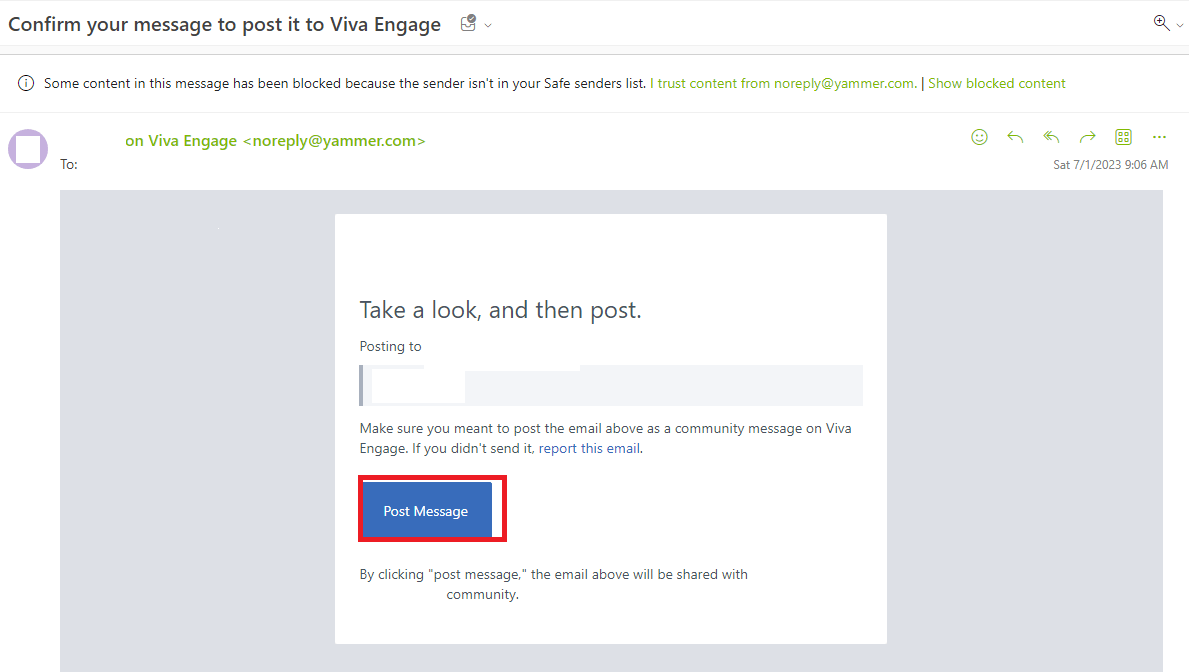 Can't Post on yammer via email - Microsoft Q&A
