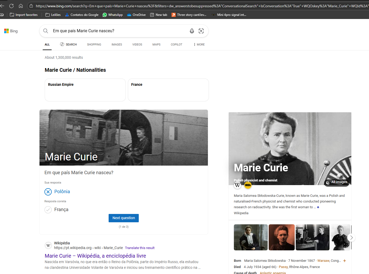 Quiz About Marie Curie gives wrong answer and there is nowhere to ...