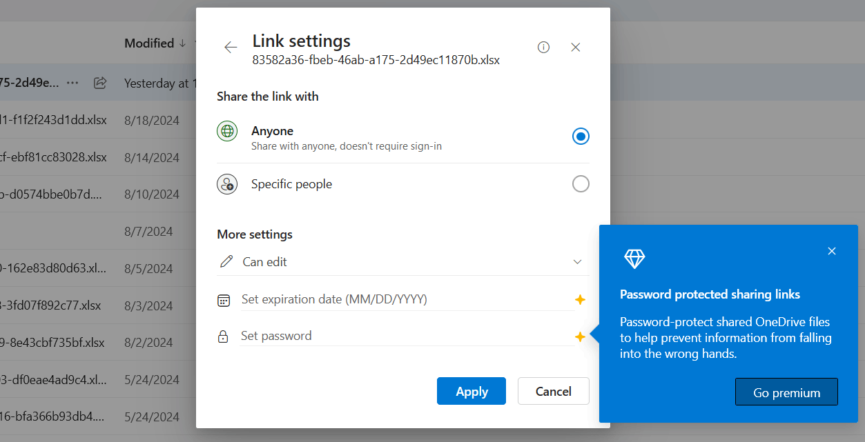 How can I put a password on a shared Excel document in OneDrive ...