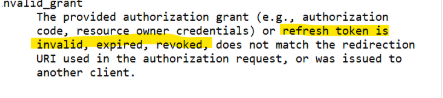 "AADSTS50173: The provided grant has expired due to it being revoked, a ...