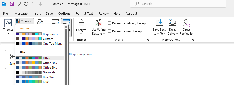 How do I create custom themes colors for messages in Outlook 11 ...