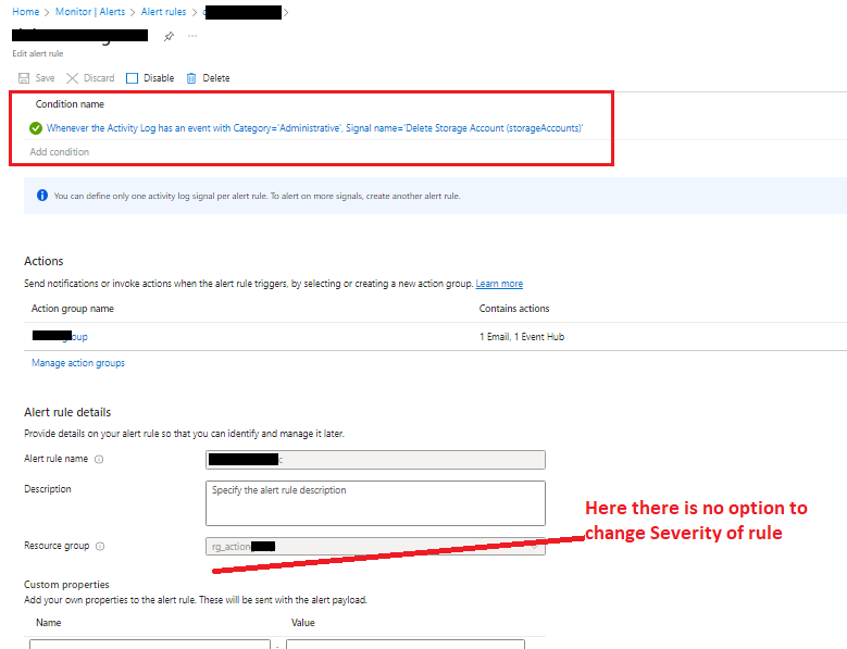 Azure Alerts - not able to set severity level for Activity Alert logs ...