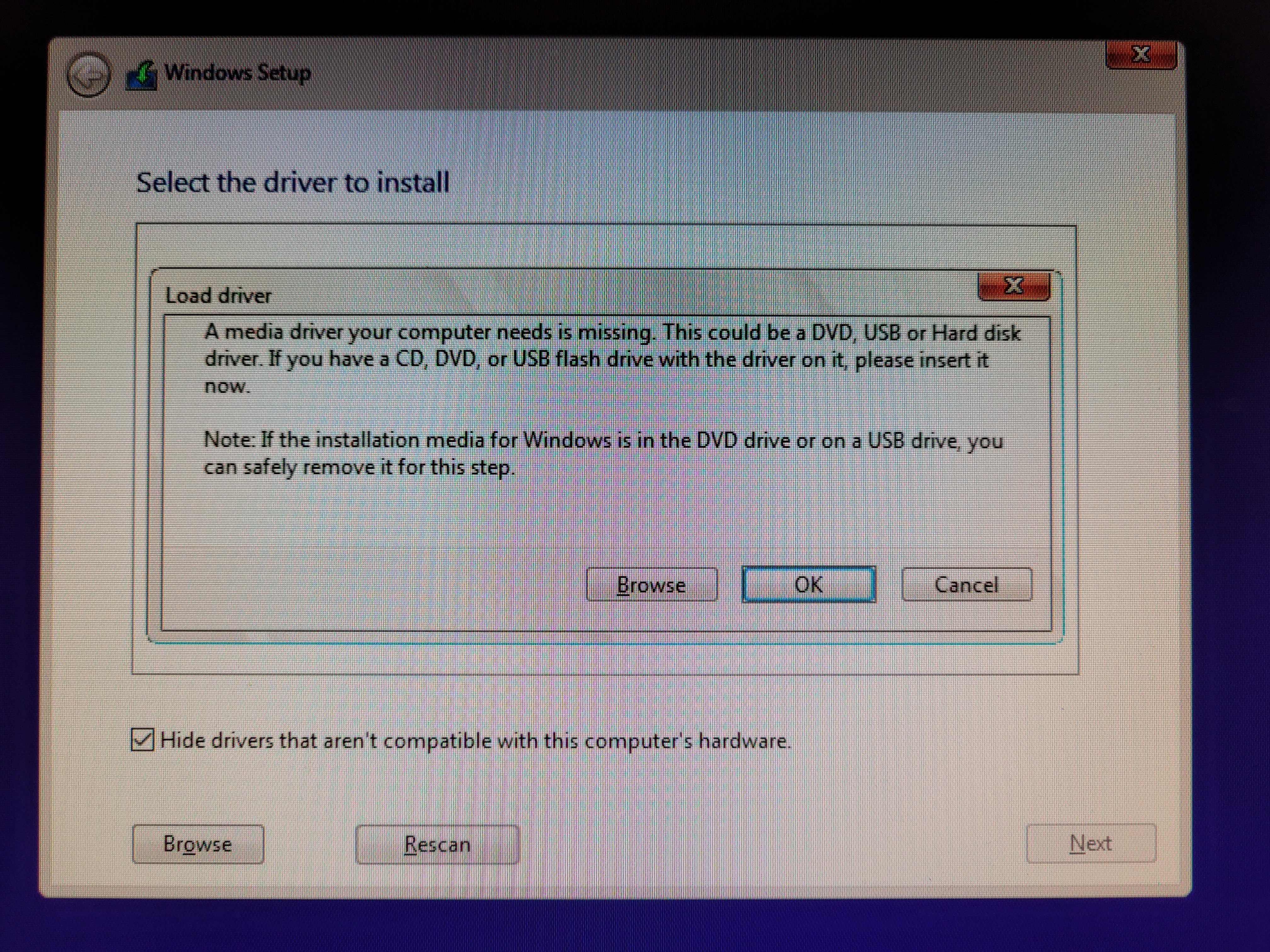 Win10 install error! "A media driver your computer needs is missing" - Microsoft Q&A