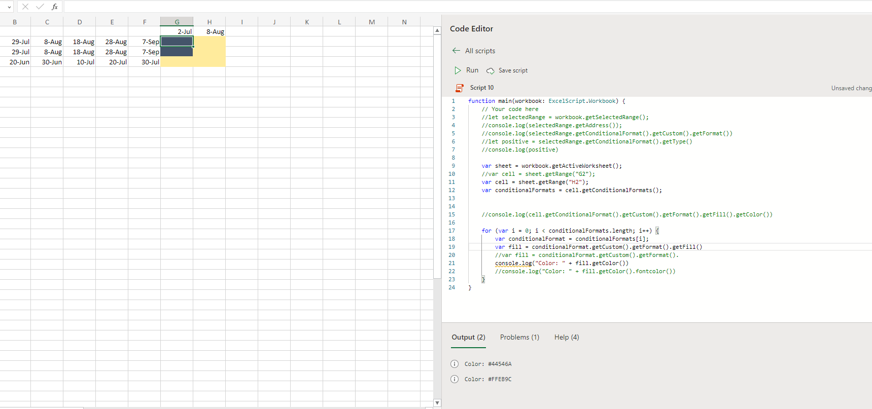 Fetch The Correct Conditional Formatting Color Of The Cell Via Office Script In Excel 365