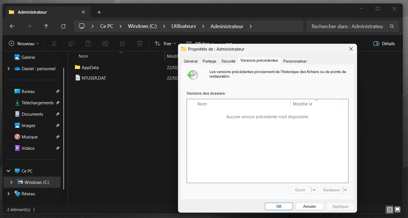 Comment récupérer des fichiers effacés dans local / locallow / roaming du dossier Appdata de w10 ...