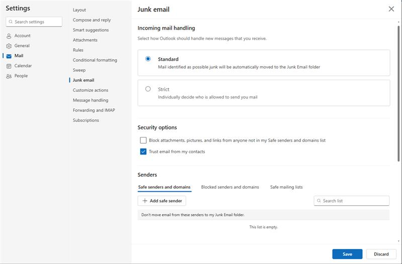 Why do the Junk Email settings not work, and how do I stop real mail ...