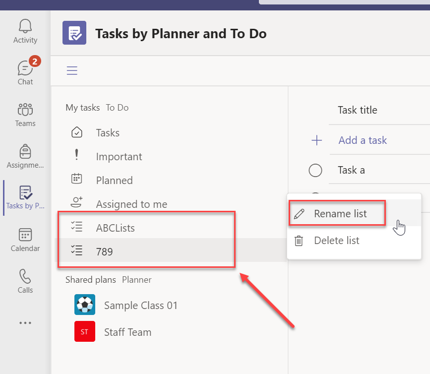 How to rename Plan/List in Planner if created in team - Microsoft Q&A