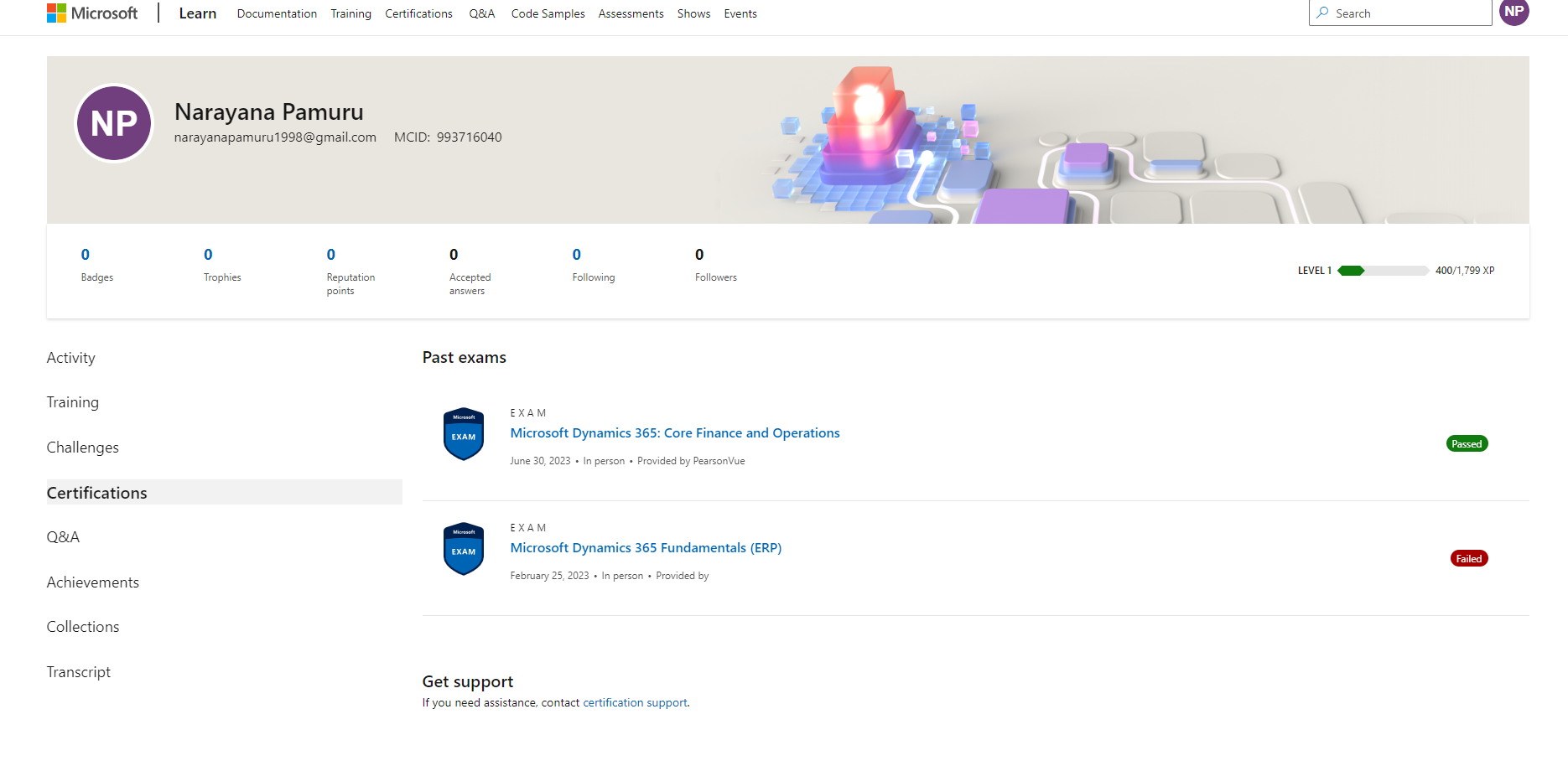 How can i view my certification and badge - Microsoft Q&A