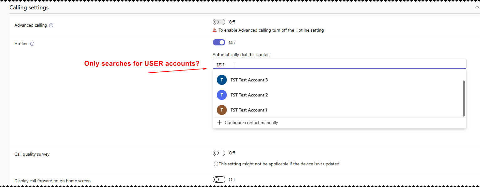 how to set the Hotline feature on a Teams phone device (shared device ...