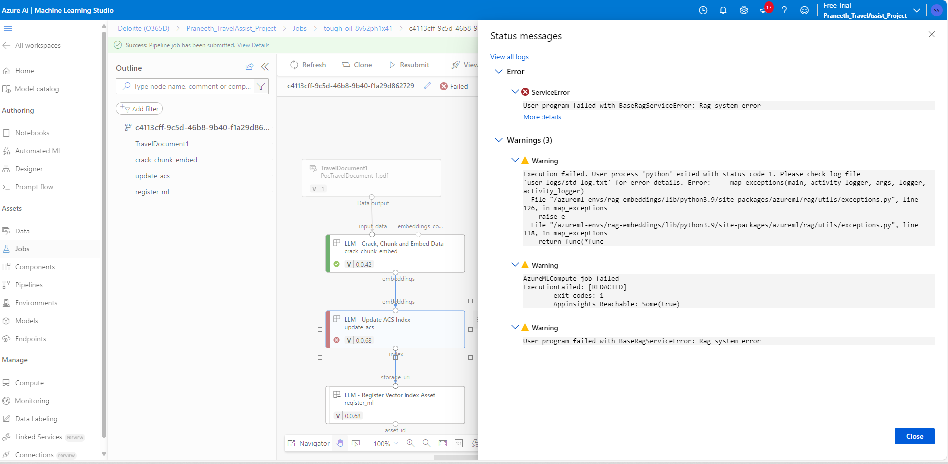Getting Error while Indexing data in Azure AI Foundry - Microsoft Q&A