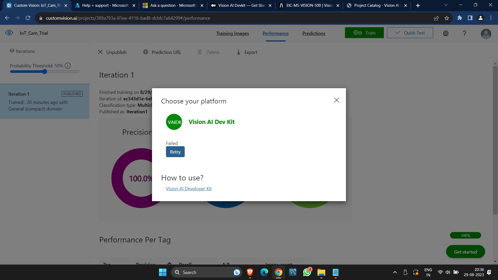 Model export from custom vision ai to vision ai devkit failed - Microsoft Q&A