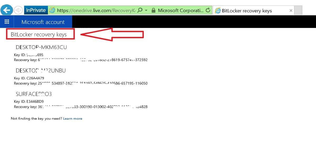 BitLocker Recovery Key - Microsoft Q&A