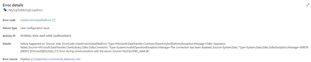 MySQL Source Side Error in ADF - Microsoft Q&A