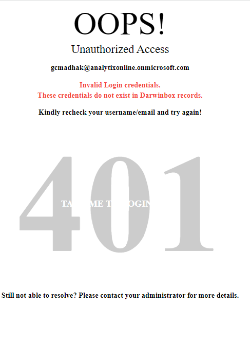 Getting Error in Saingle application (Darwnbox) 401 unauthorized access - Microsoft Q&A