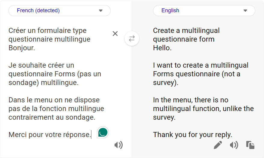 Créer un formulaire type questionnaire multilingue - Microsoft Q&A