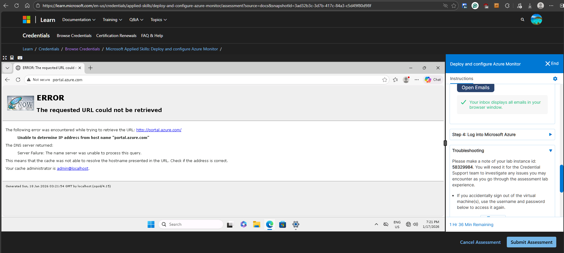 No DNS during the Microsoft Applied Skills: Deploy and Configure Azure ...