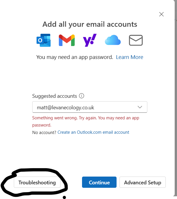 Adding email account from 123-reg - Microsoft Q&A