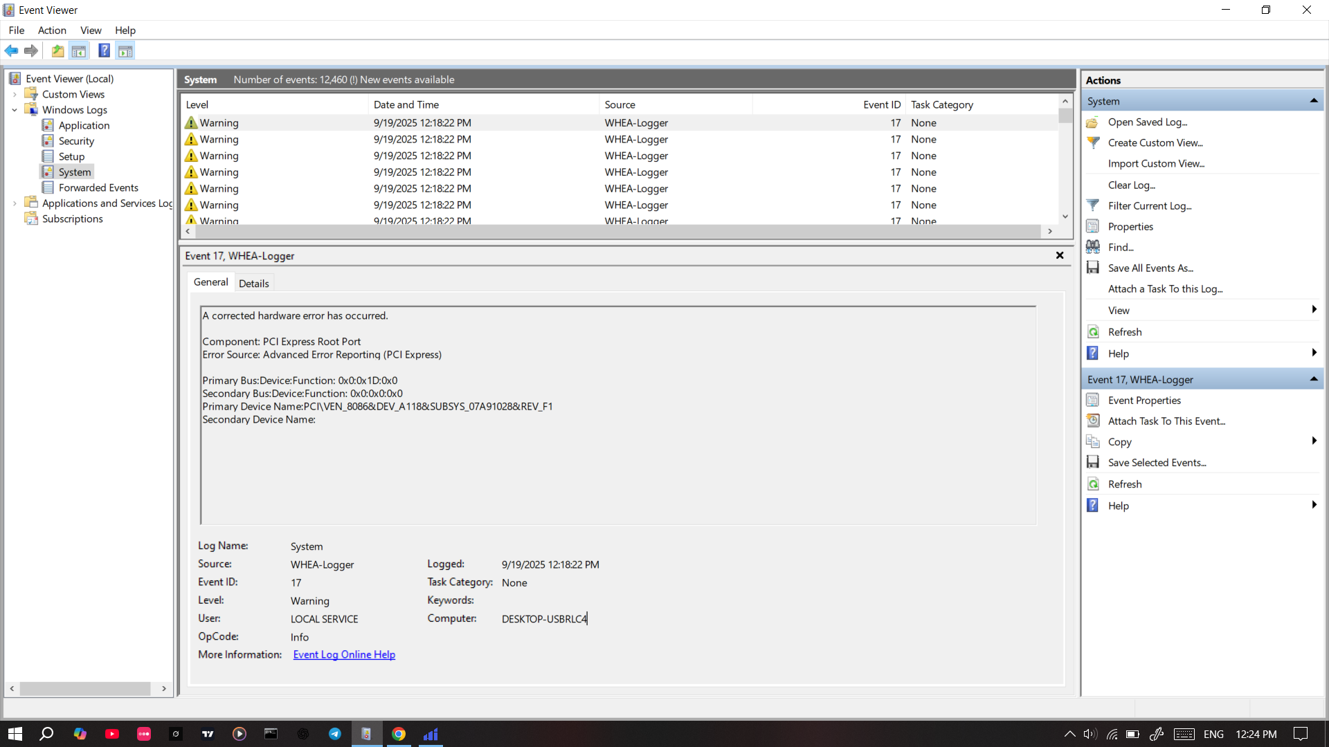 A corrected hardware error has occurred. - Microsoft Q&A