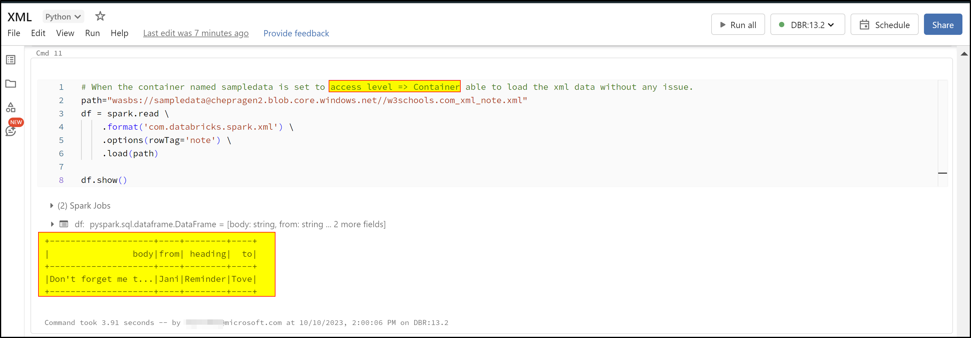 Unable to access container-name in account storage-account-name.blob.core.windows.net using ...