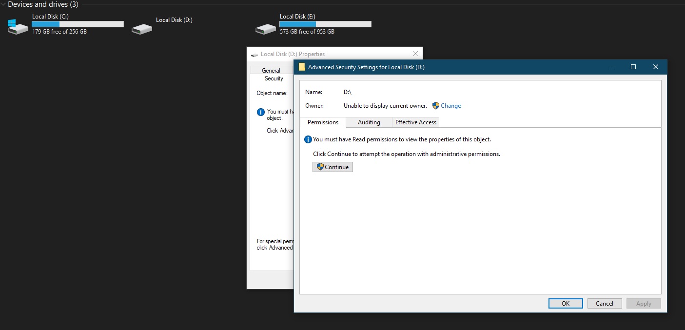 Win 10 partition access denied - Microsoft Q&A