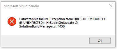 How to fix visual studio catastrophic failure in SolutionBuildManager.cs - Microsoft Q&A