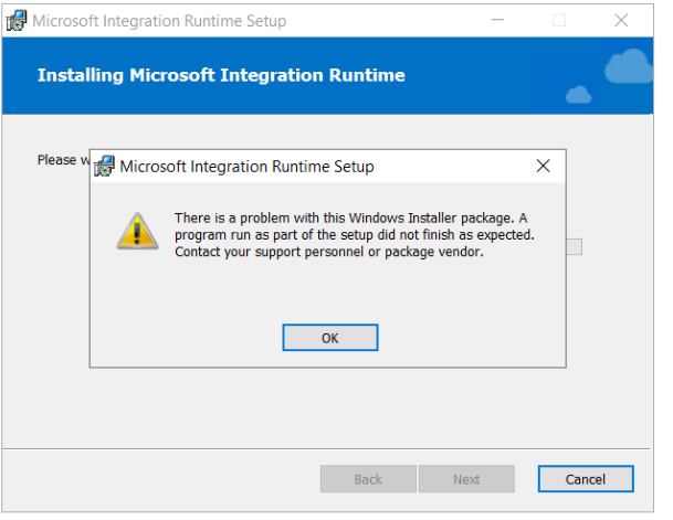 Unable to install Microsoft Integration Runtime Win2016 Server ...