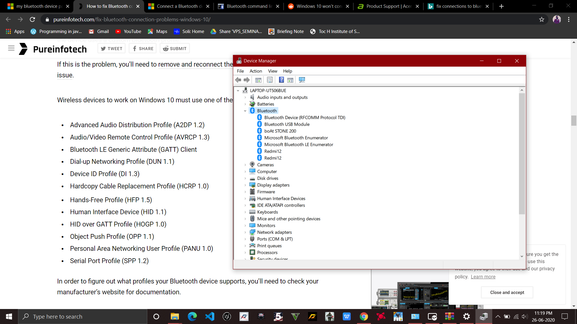 my bluetooth device paired but not connecting.it shows that "that didn ...