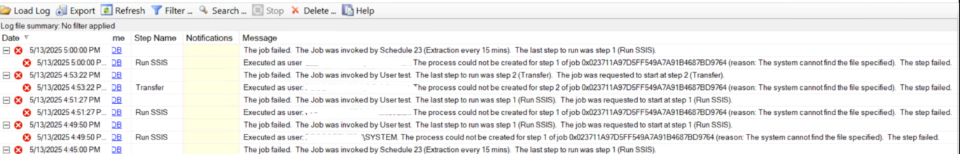 Running SSIS both using command or using SQL Server Agent keeps failing ...