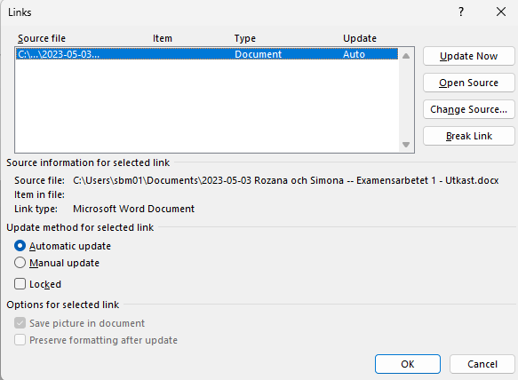 Has the "Update Links" option when right clicking on pasted links in ...