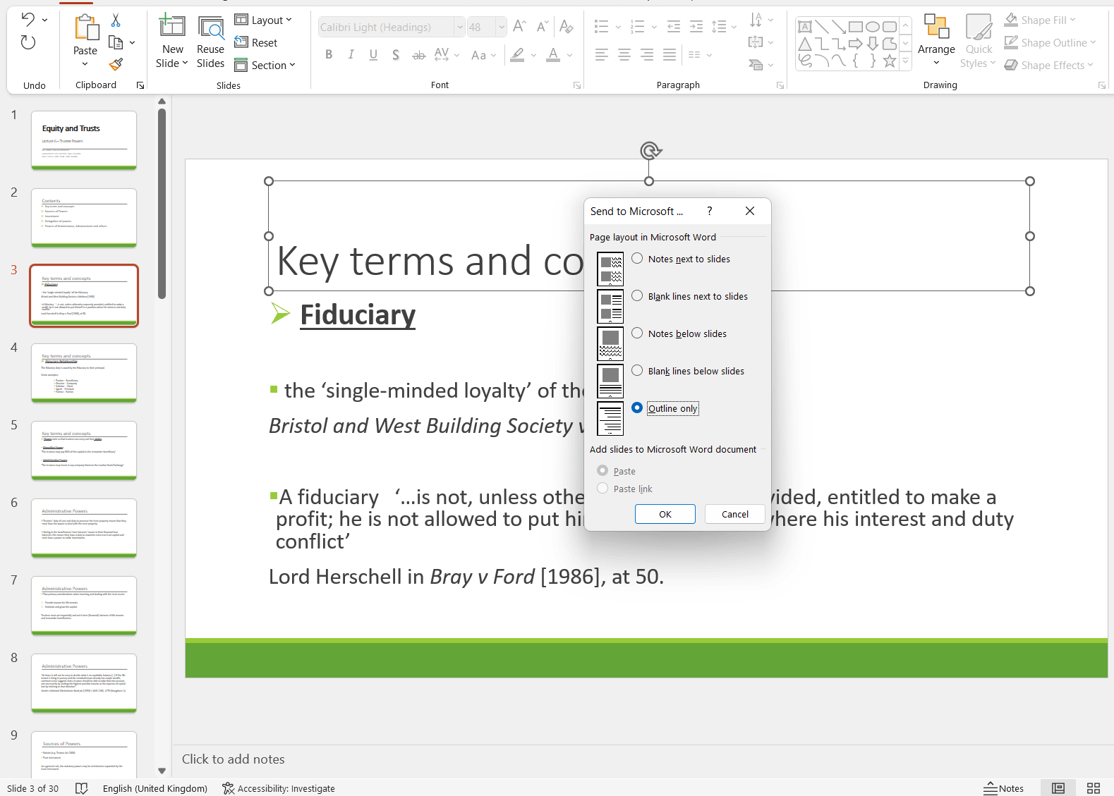 Exporting Powerpoint into a handout withWord: Hundreds of words missing ...