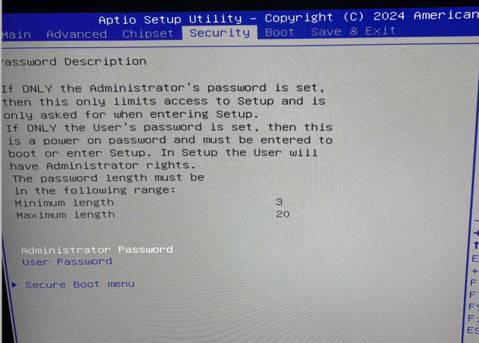 Aptio Setup Utility Copytright 2024 (version 2.18.1263) - Microsoft Q&A