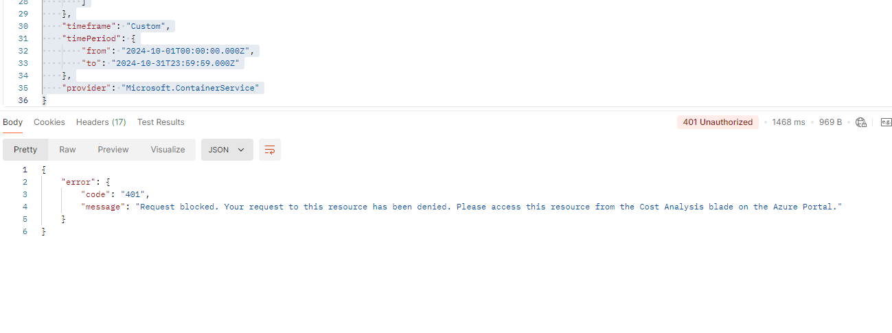 Not Able To Get Cluster And Namespace Cost Using Microsoft