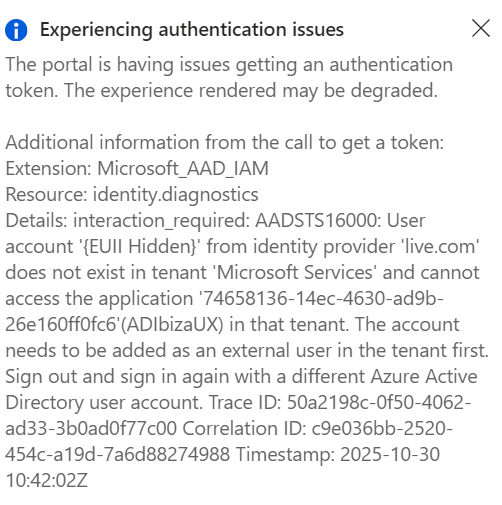 Created an Entra ID Tenant yesterday but cannot access it due to token errors - Microsoft Q&A