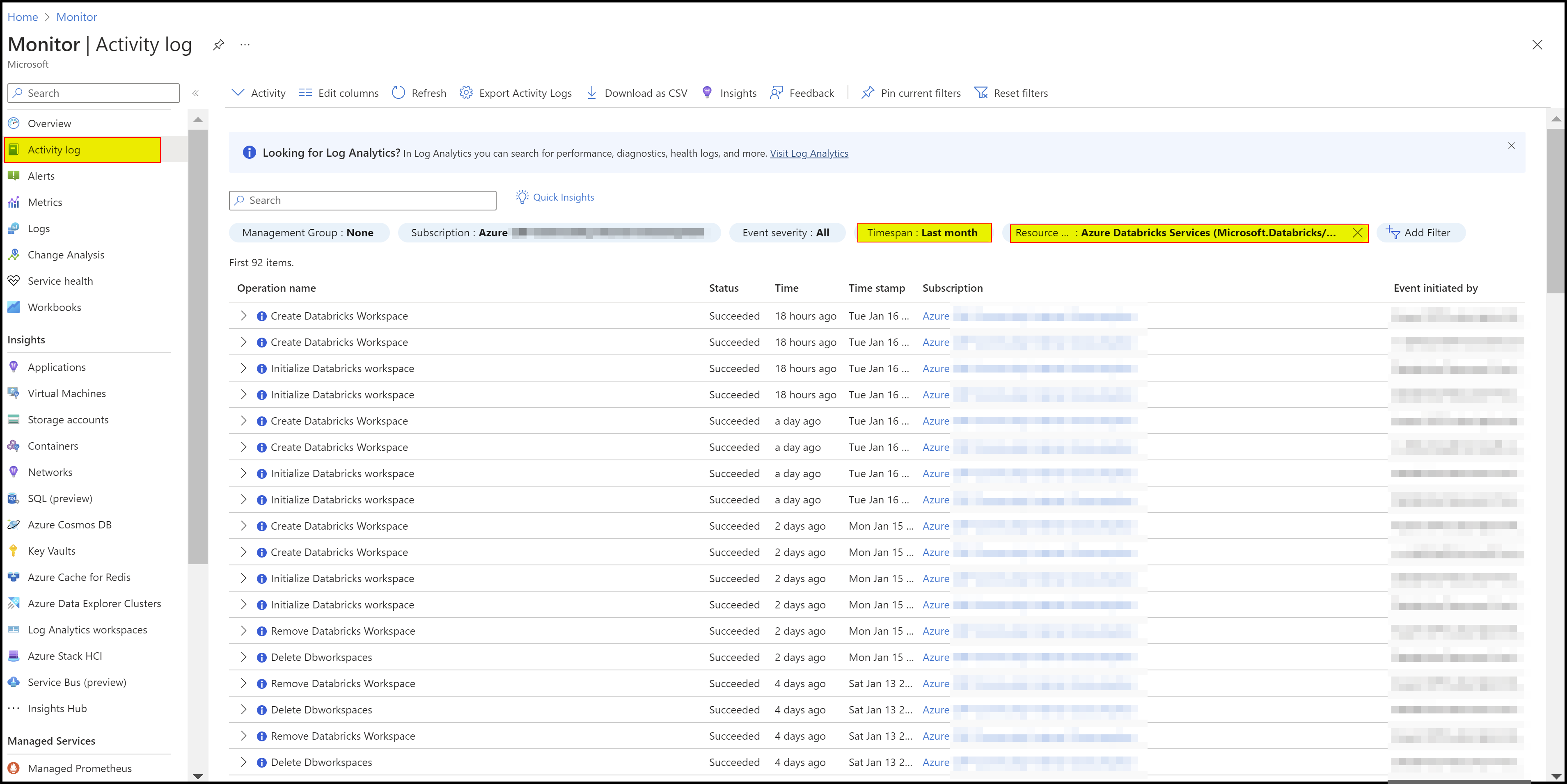 Not able to find Azure databricks workspace - Microsoft Q&A Not able to find Azure databricks workspace - Microsoft Q&A