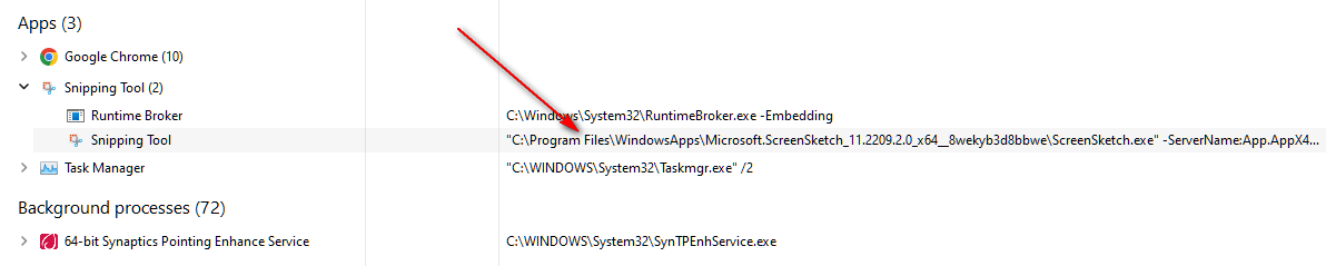 Location of Windows Snipping tool .exe file. - Microsoft Q&A