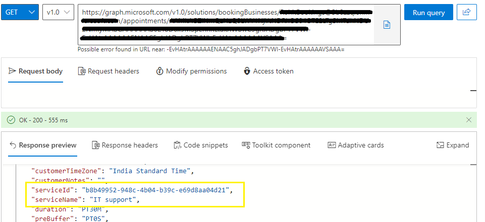 serviceName Value Breaks During Bookings Appointment Update - Microsoft Q&A