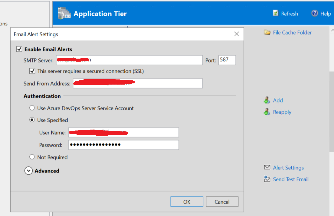 How to use outlook email to set up email alert settings in TFS(On-Premise) - Microsoft Q&A