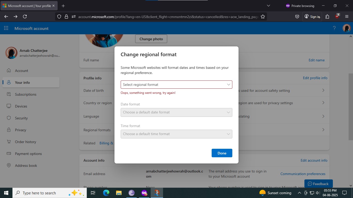 Unable to Add Regional Formats in Microsoft Profile - Microsoft Q&A