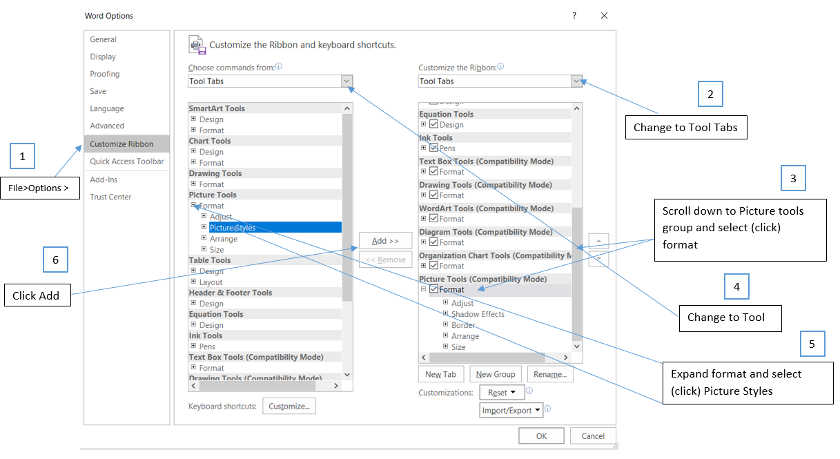 Word Picture format options different for images pasted into a document ...