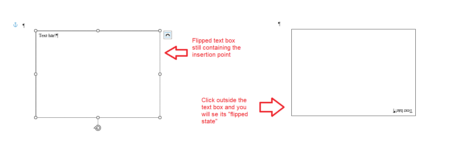 I am trying to flip a text box horizontally. Why won't it work? Need it ...