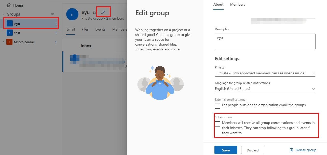 When receiving an email through a private group, it goes to both my ...