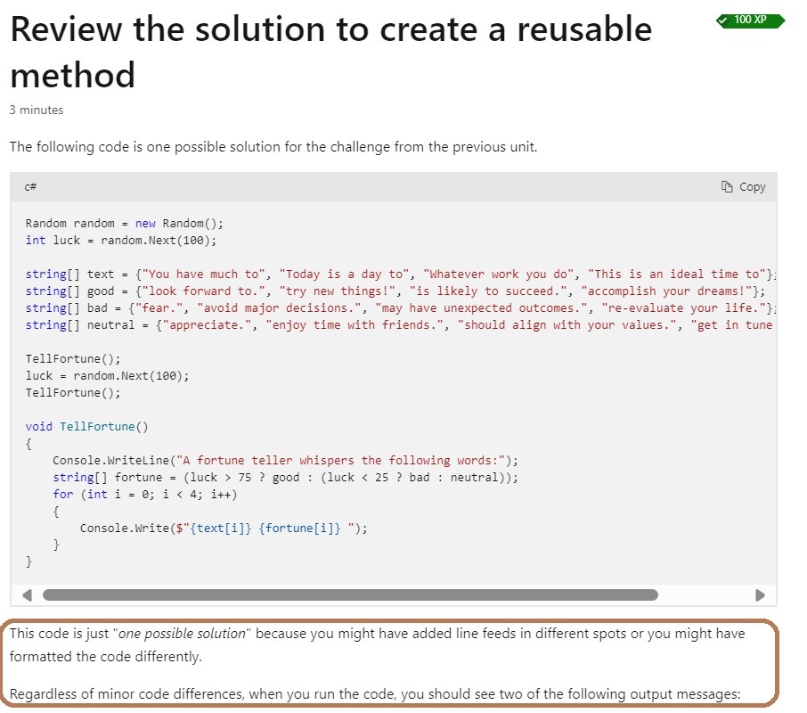 There's a problem on one of the Learn C# pages - Microsoft Q&A