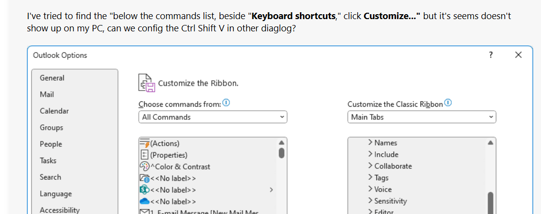 How to enable the function of office 365 ctrl shift c and ctrl **** v - Microsoft Q&A