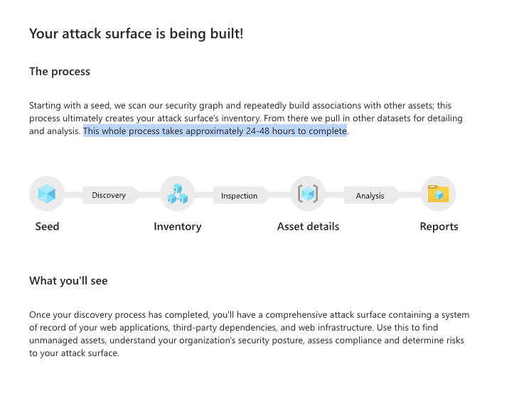 My attack surface is still being built for 5 days. - Microsoft Q&A